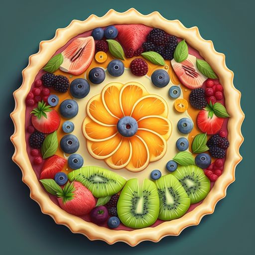 XYZ Media| a pie with many fruits arranged around it, which looks like ...