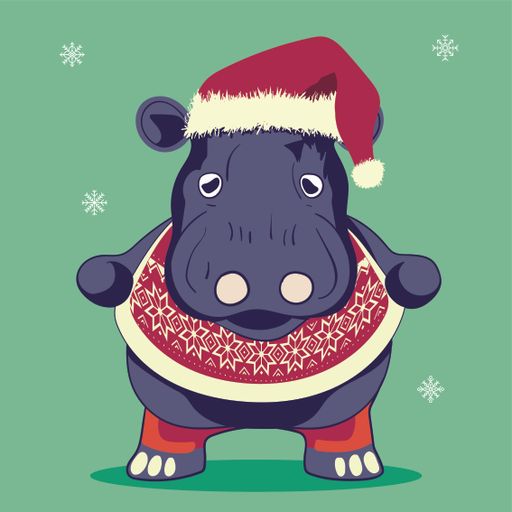 Xhafer Gashi| Vector illustration of a hippopotamus wearing a Santa hat ...