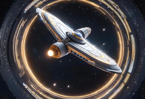 AI generated illustration of starship flying through a majestic vortex ...