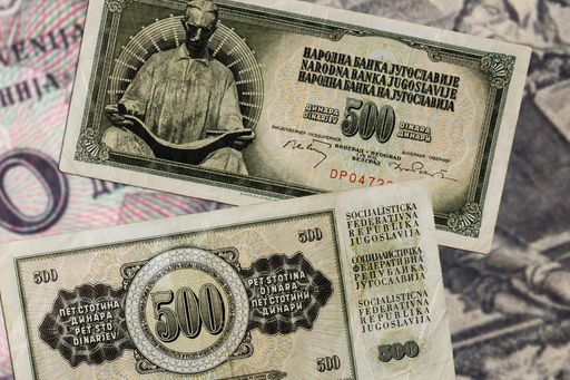 Top view of Yugoslavian 500 dinars banknotes Stock photo | Wirestock