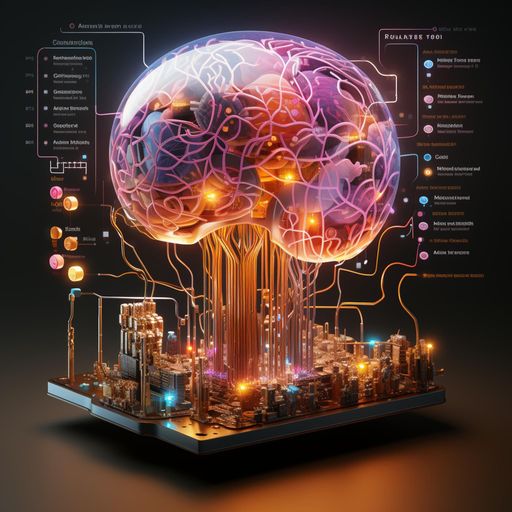 mikeyastro | a tree with brain connections in front of a computer monitor