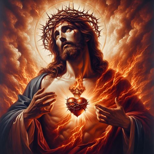 Amy in RL | jesus with a crown of thorns and burning blood on his chest
